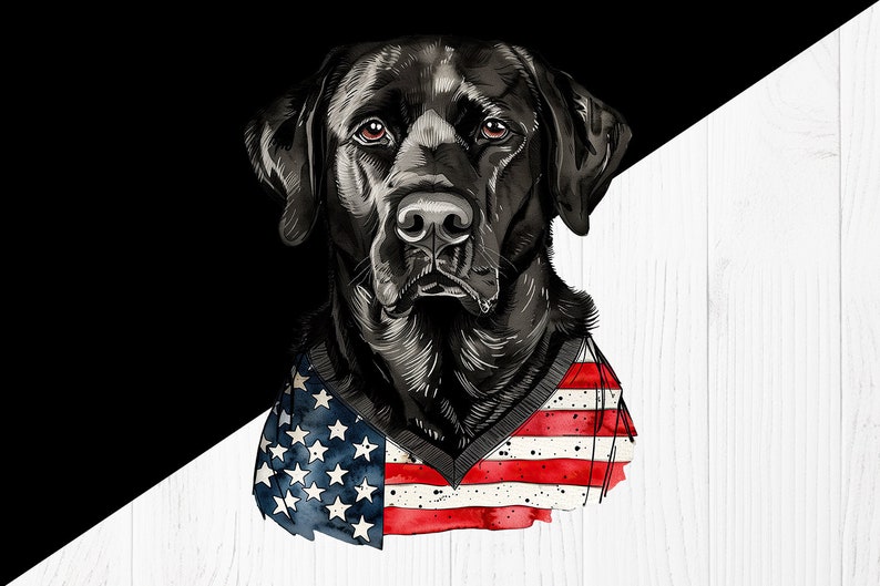 Patriotic Black Labrador Clipart 5 PNG Images Labrador Retriever ...