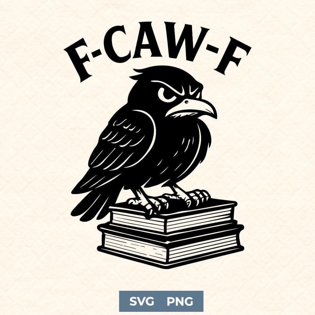 F-CAW-F SVG PNG | Angry Crow on Books Clipart | Funny Gothic Bird ...
