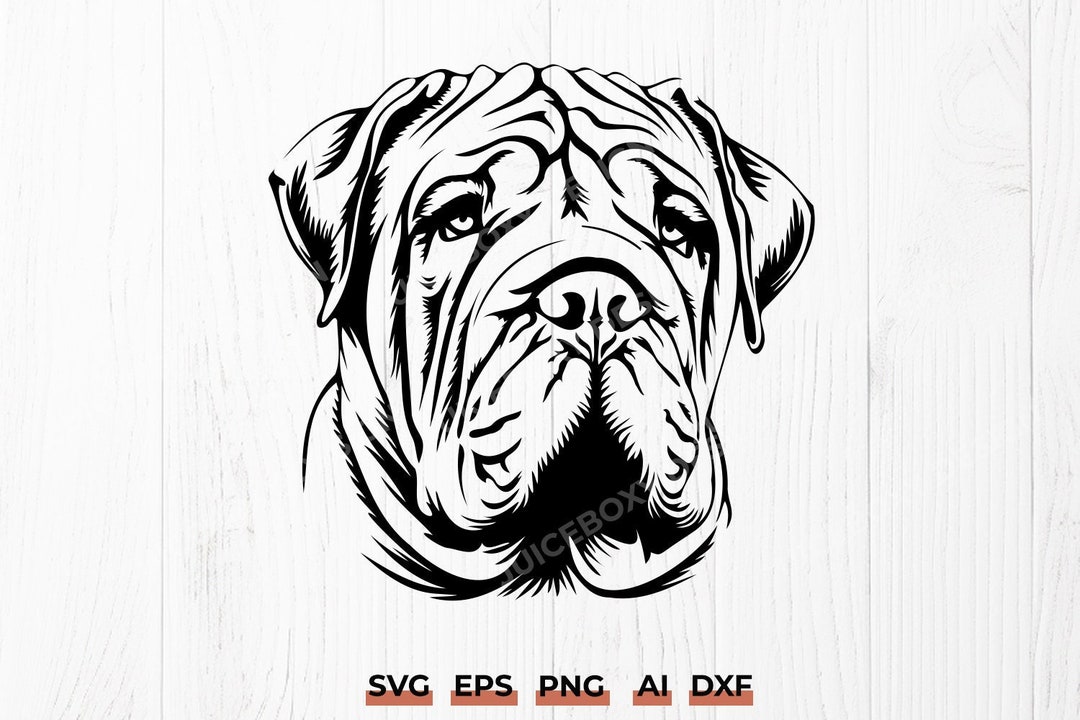 Shar Pei SVG Design, Dog Face Cut File for Cricut, Shar Pei Clipart ...