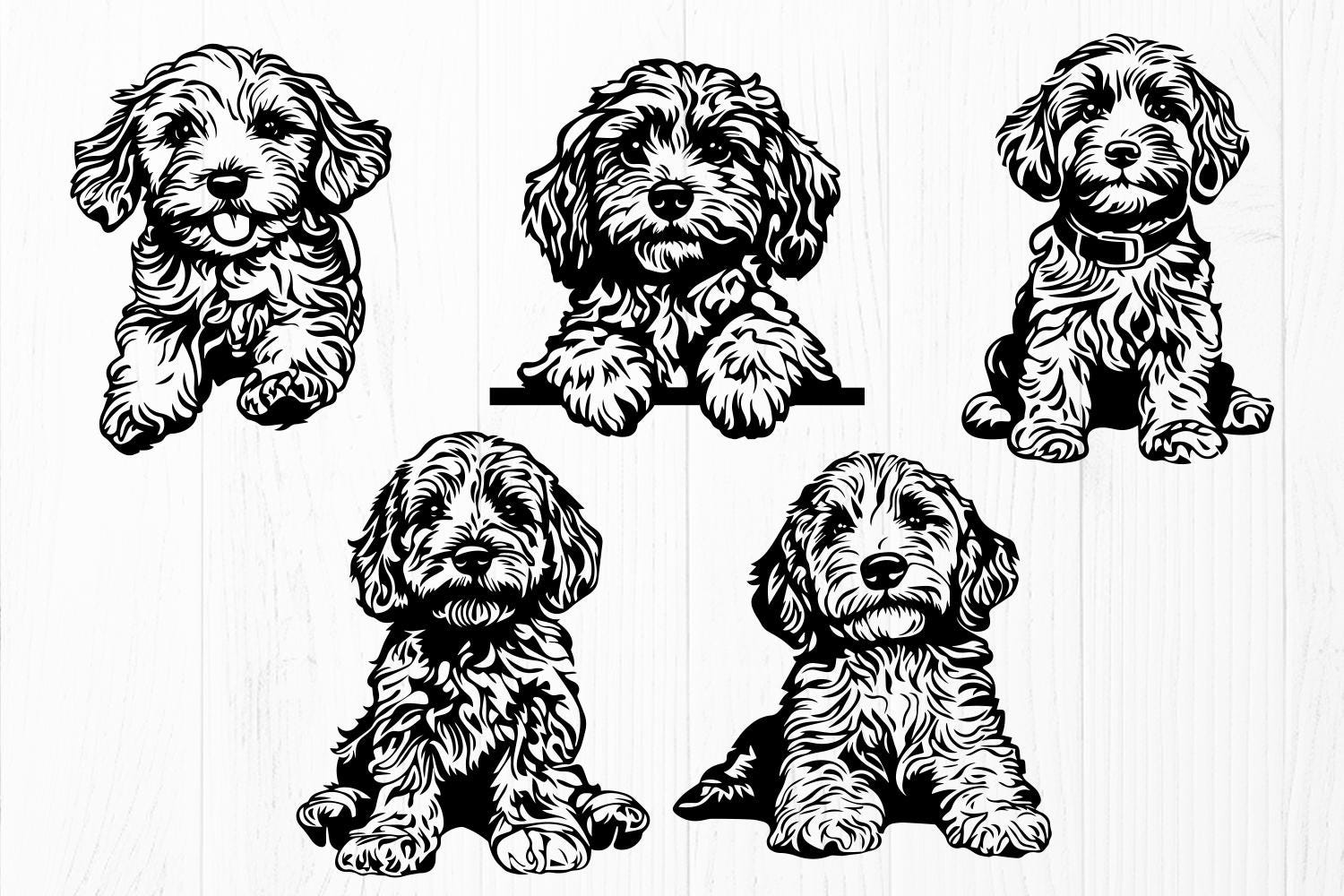 Cavapoo Dog SVG Bundle – 10 Cute Puppy Silhouette Designs, Digital ...