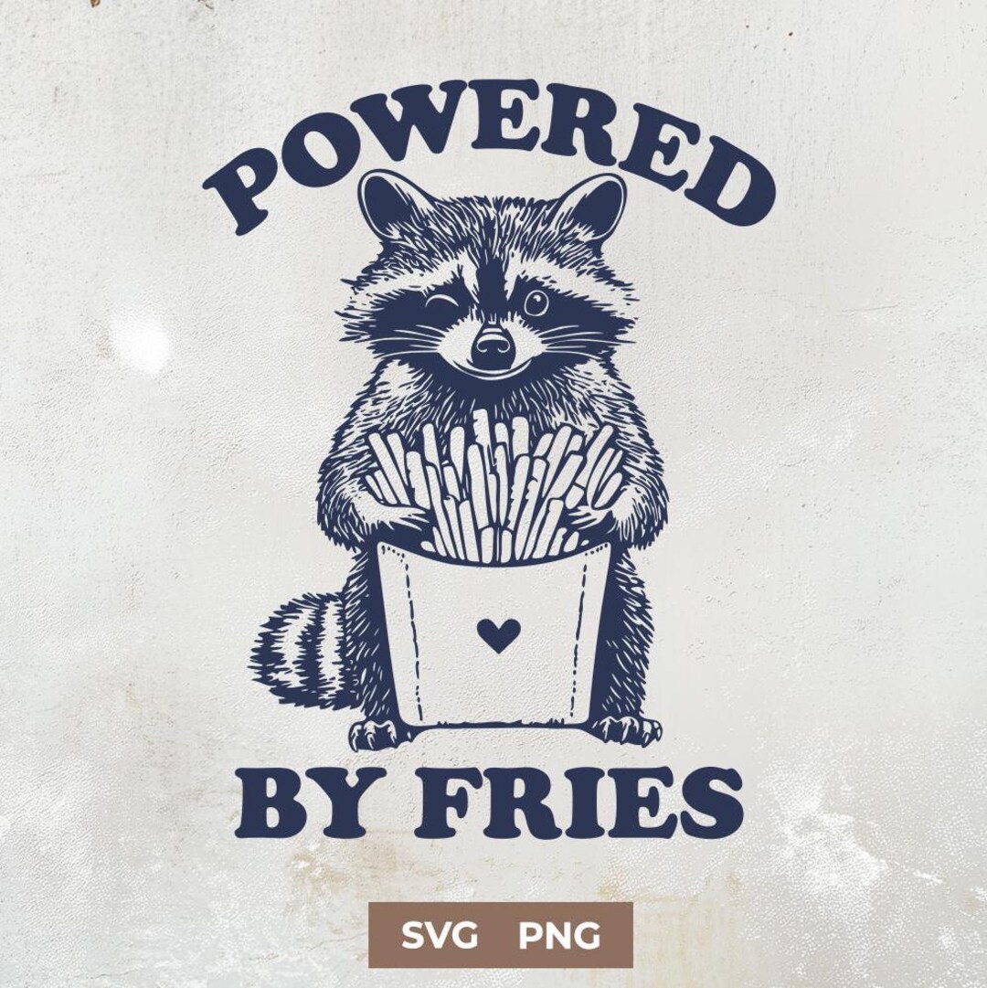 Funny Raccoon SVG – Powered by Fries Quote – Cute Fast Food Animal ...