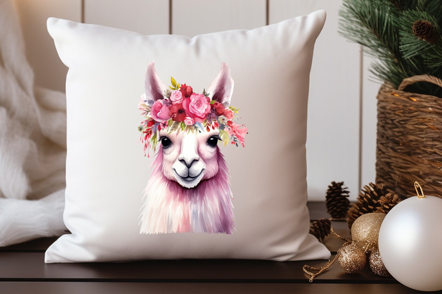 Christmas Llamas Watercolor Clipart for Holiday Crafts, 12 High-quality ...