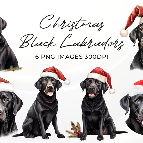 Christmas Black Lab Png - Etsy
