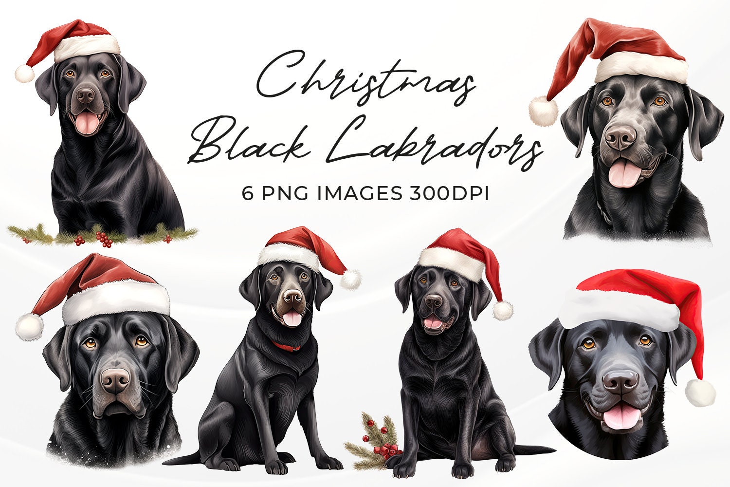 Christmas Black Labrador PNG Bundle Santa Hat Black Labrador ...