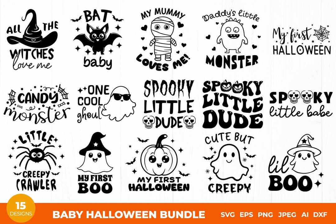Baby Halloween SVG Bundle | 15 Cute Halloween Designs for Clothes, Mugs ...