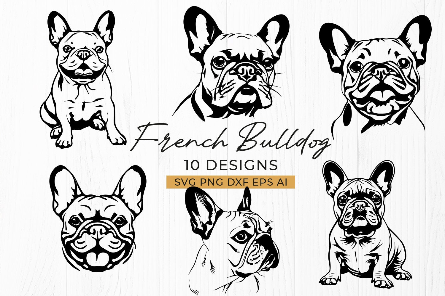 French Bulldog SVG Bundle Cute Frenchie Clipart, Dog SVG Files for ...