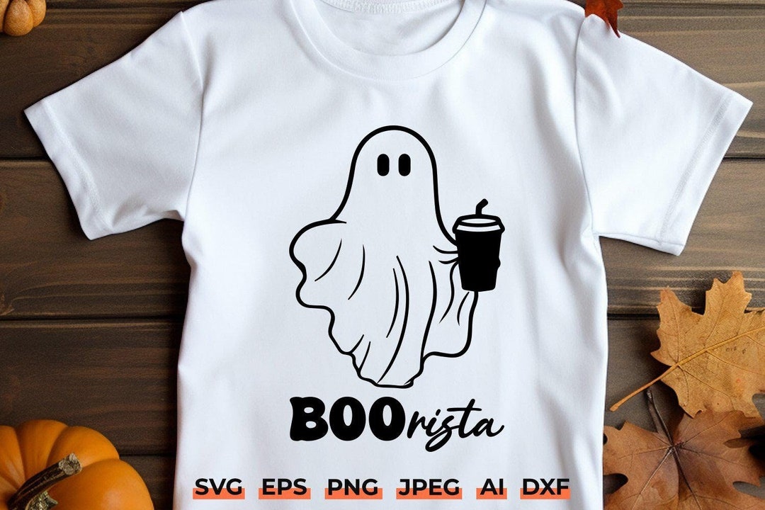 Boorista Ghost SVG, Halloween Coffee Lover Shirt Design, Cute Ghost ...