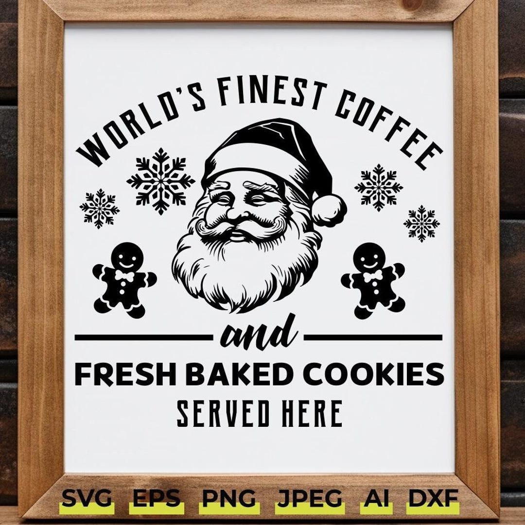 Christmas Coffee Bar Svg Png Dxf Eps, Santa Coffee and Cookies Sign ...