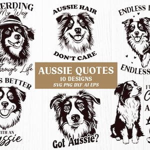 Aussie Dog Quotes SVG Bundle – Australian Shepherd Clipart (digital ...