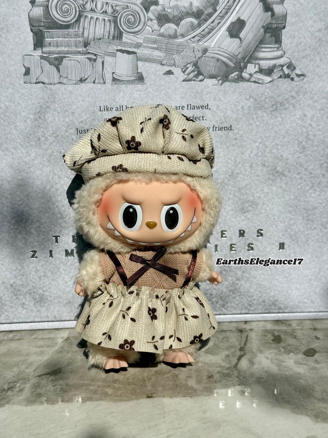 Handmade Vintage Floral Labubu Clothes Outfits cute Lady Style Dress ...