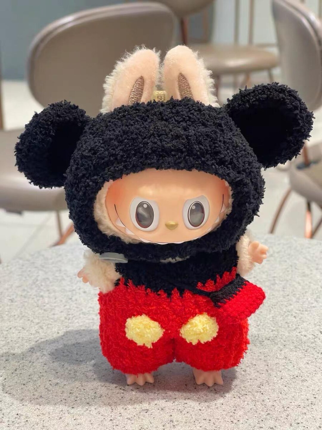 Handmade Crochet Mickey and Minnie Outfit for Macaron Labubu | Crochet ...