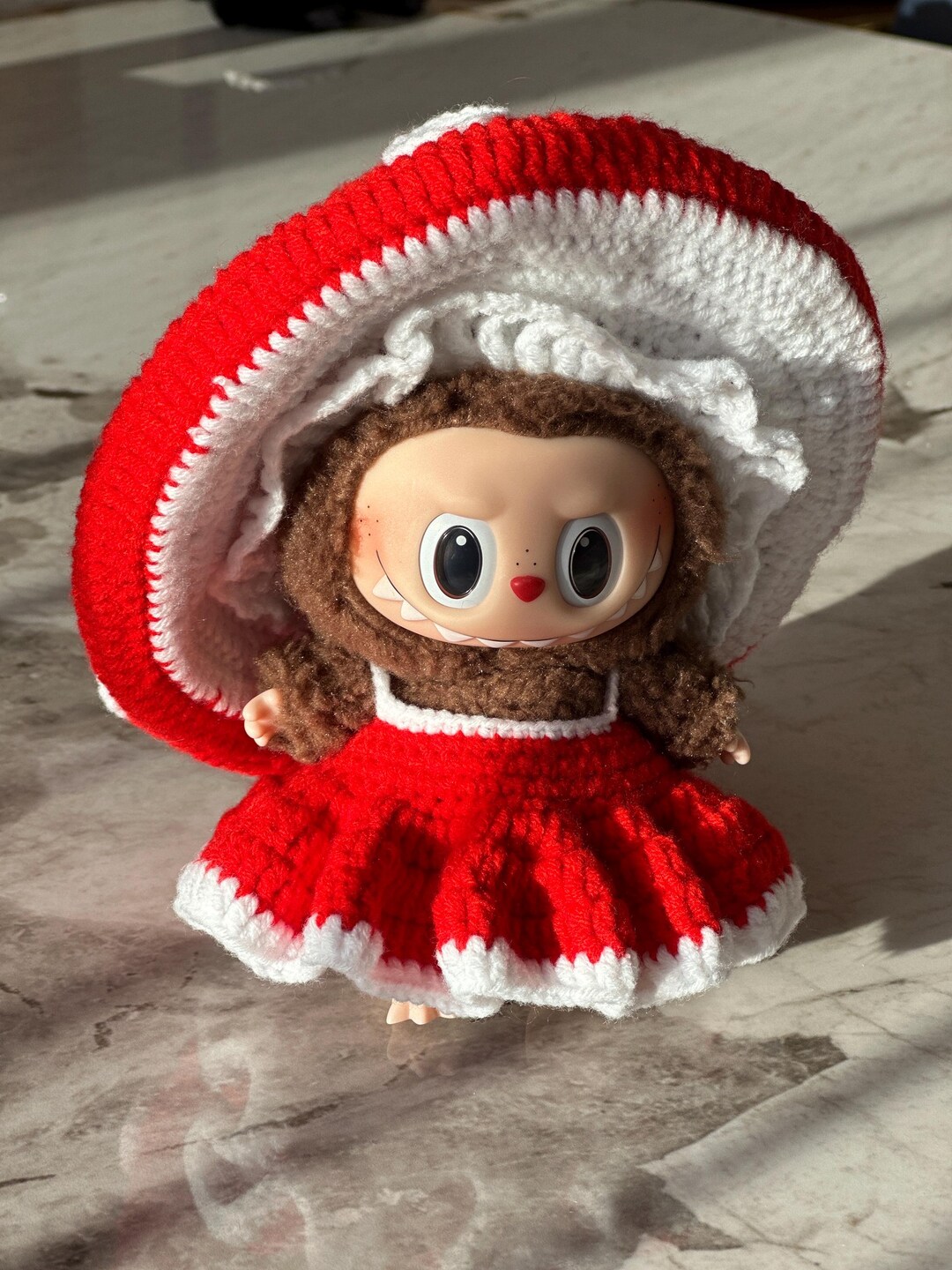 Handmade Crochet Labubu Macaron Clothes Mushroom Mario Outfit Cute ...