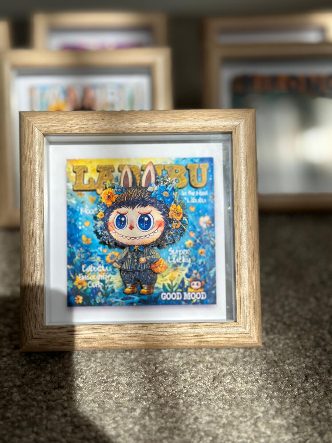 Handmade Labubu in Floral Suit 3D Shadow Box | Handmade Framed Art ...