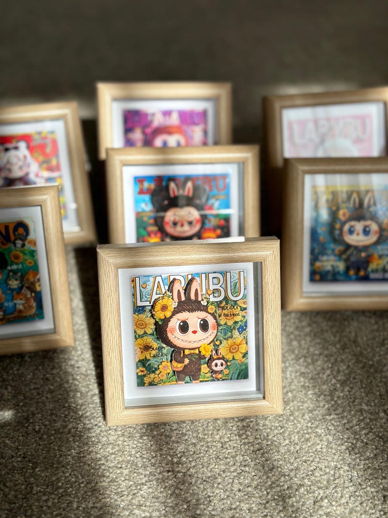 Handmade Labubu Sunflower Shadow Box Art Handmade Inspired Paper-cut ...