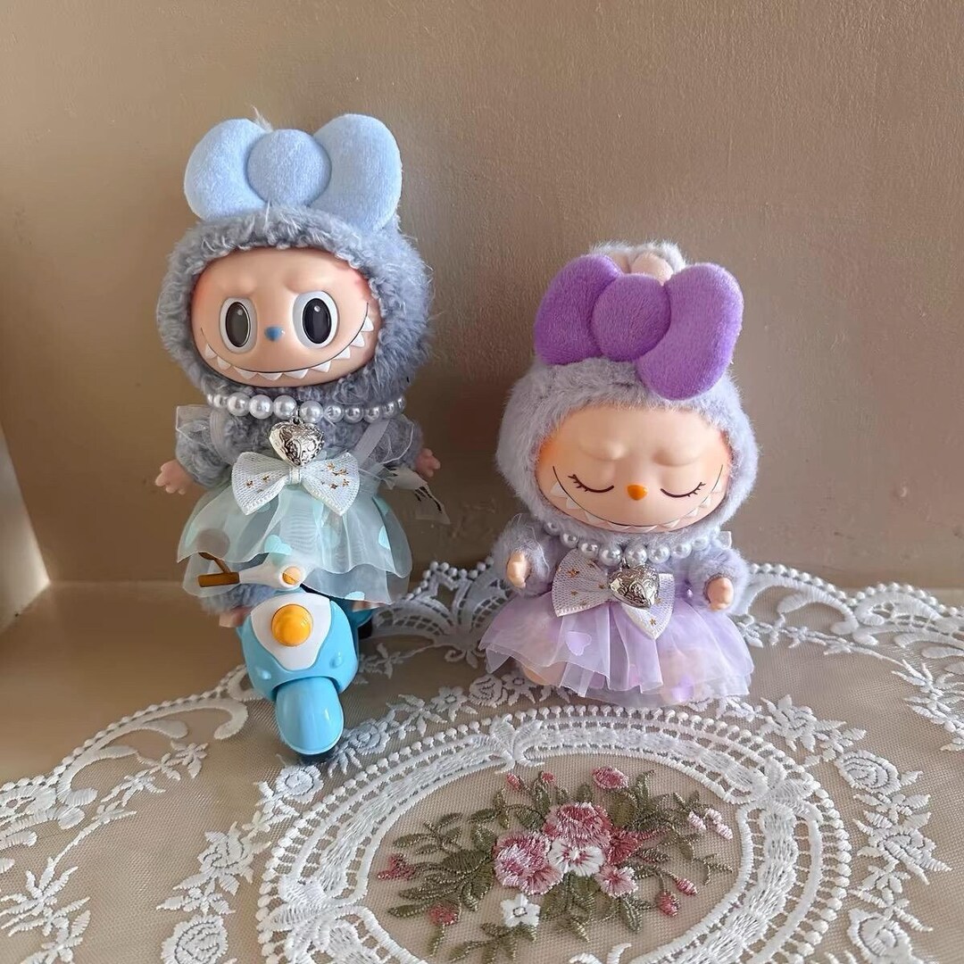 Handmade Doll Clothes Labubu Clothes – Lace Dress, Pearl Necklace & Bow ...