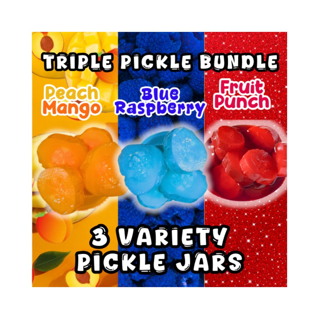 Candy Flavored Pickle Variety Pack - Peach Mango, Blue Raspberry, Fruit ...