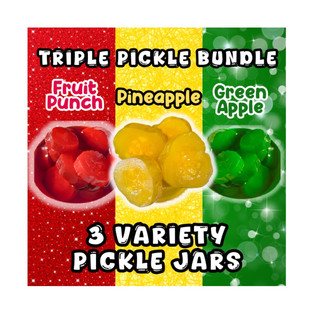Candy Flavored Pickle Variety Pack - Fruit Punch, Pineapple, Green ...