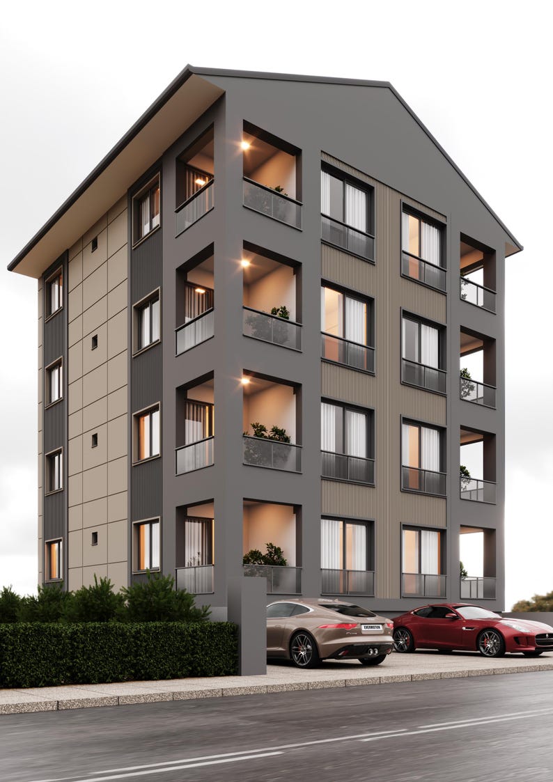 4-story Modern Apartment Plan: 8 Flats, Modern Residence (PDF, JPG ...