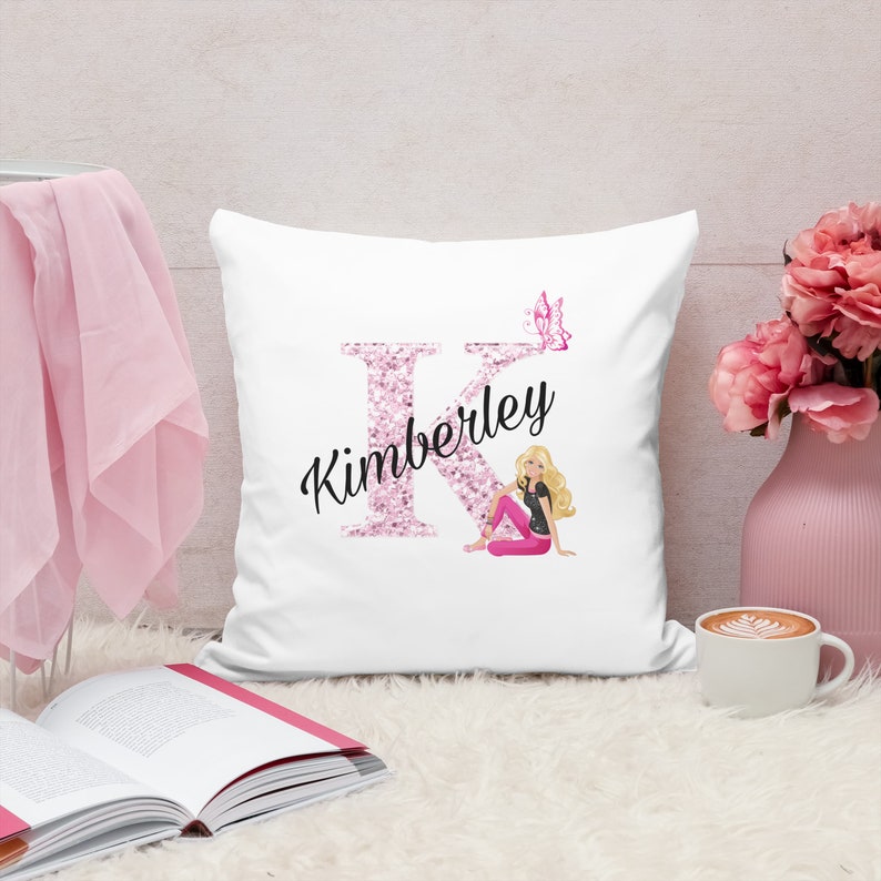 Barbie Initial and Name Cushion Personalised With Message Added If You ...