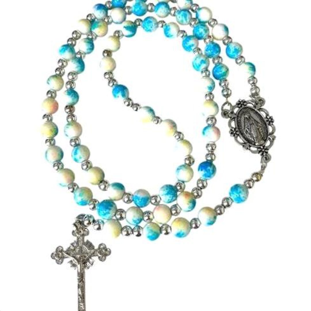 Blue Rosary Beads, Handmade Rosary Beads, Traditional Rosary Beads ...