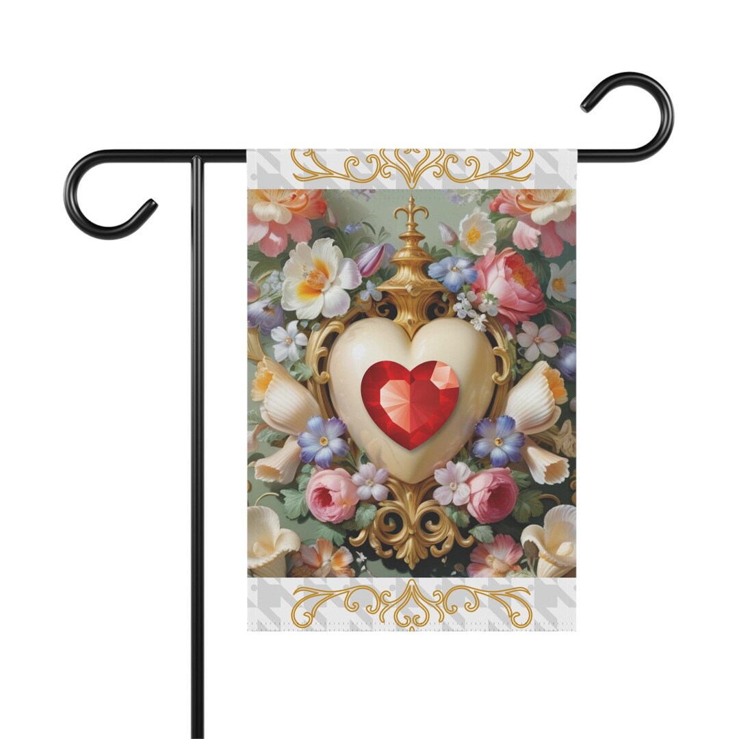 Rococo Style Valentines Day Heart Flag Valentines Outdoor Decor ...