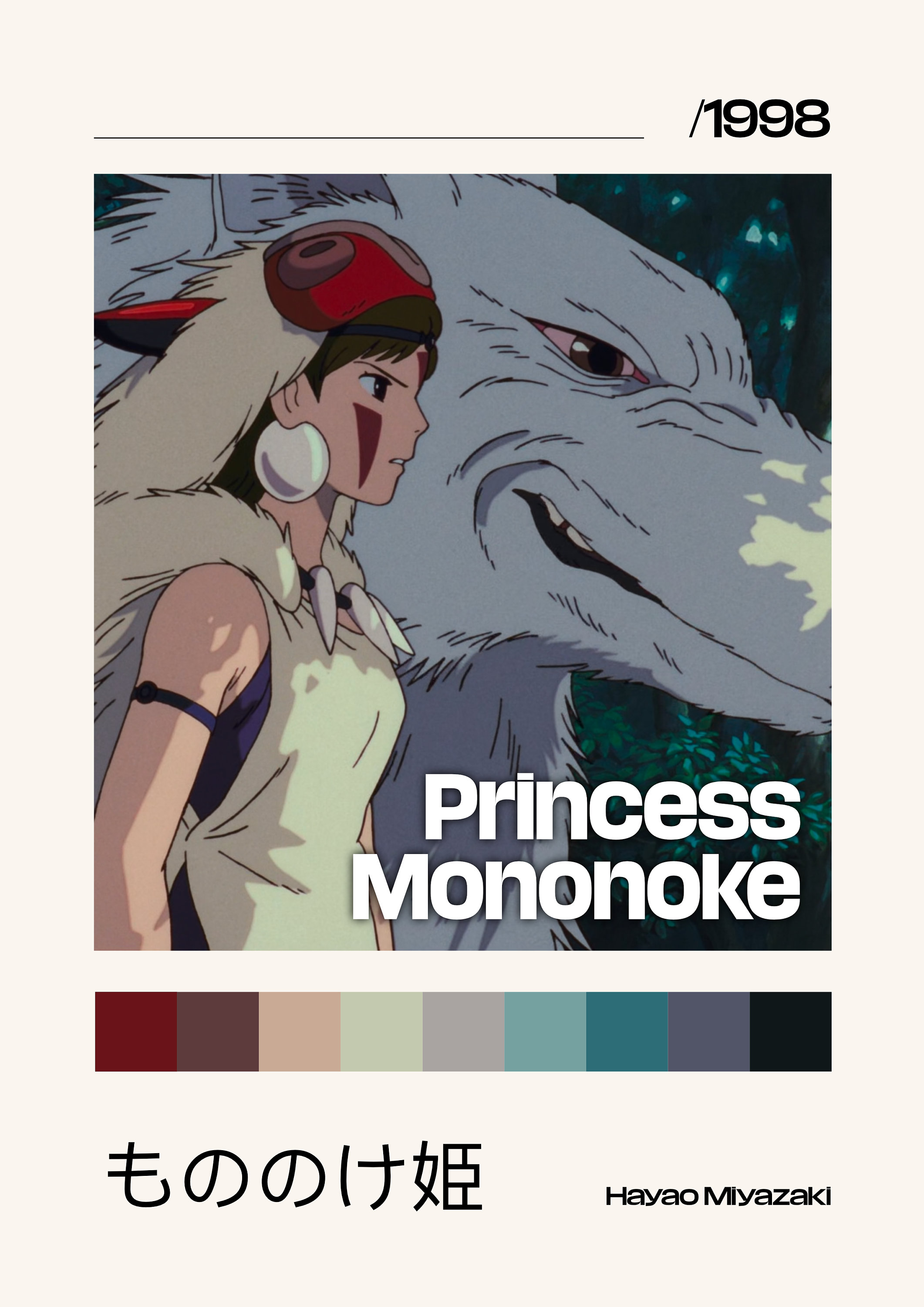 Princess Mononoke Movie Poster | Colour Palette Poster | Minimalist ...