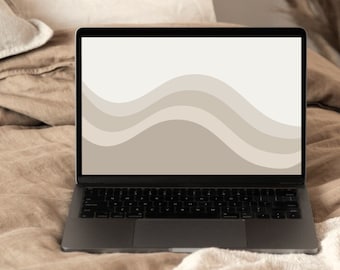 Neutral Desktop Wallpaper Floral Abstract Minimalist Boho Aesthetic ...