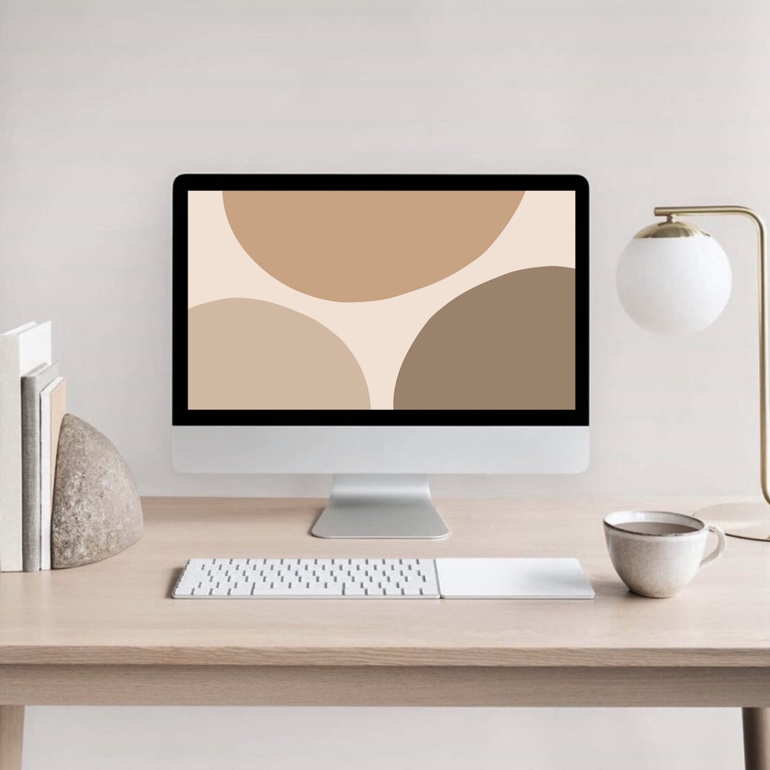 Neutral Desktop Wallpaper Abstract Minimalist Boho Aesthetic Laptop ...