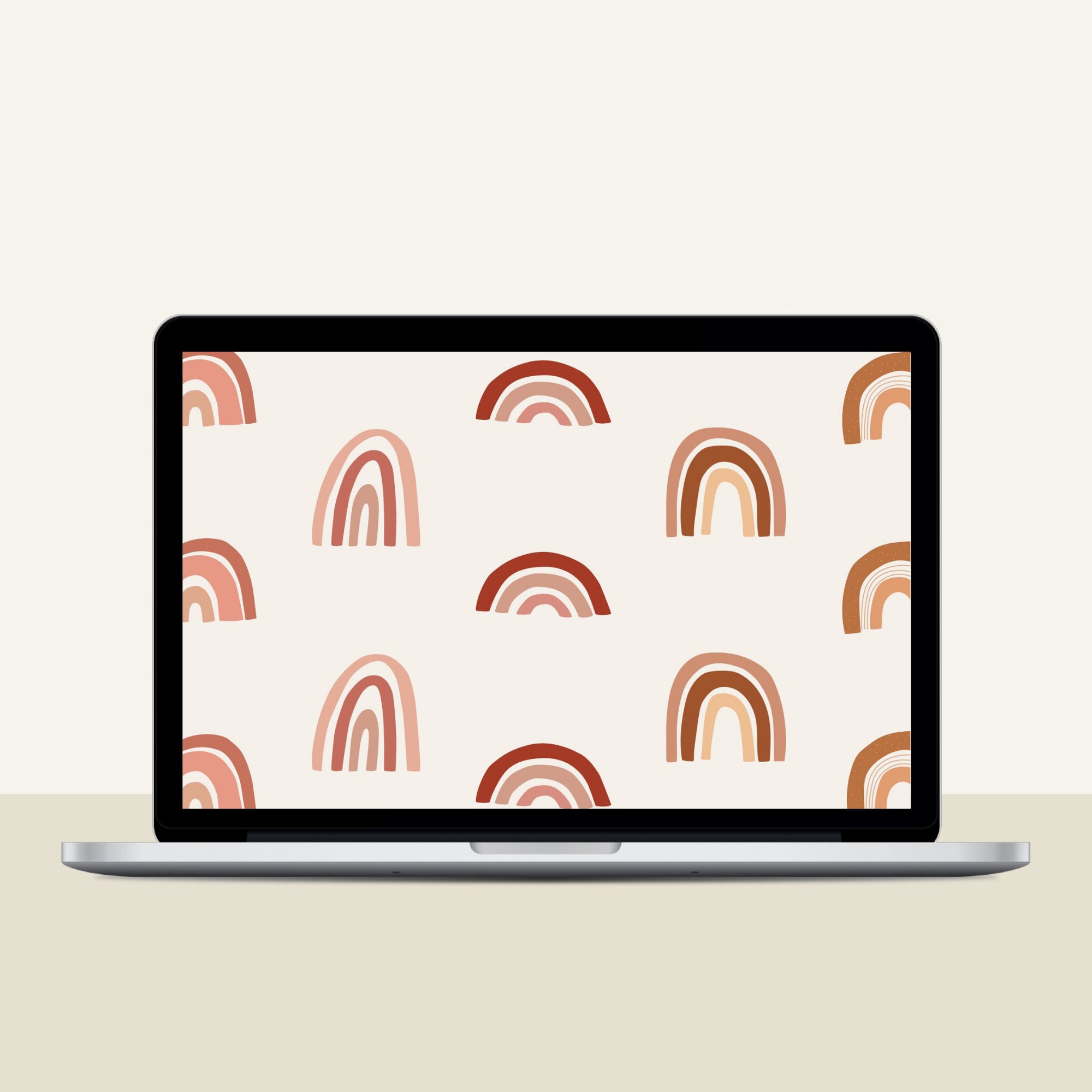 Terracotta Desktop Wallpaper Neutral Abstract Minimalist Boho Aesthetic ...