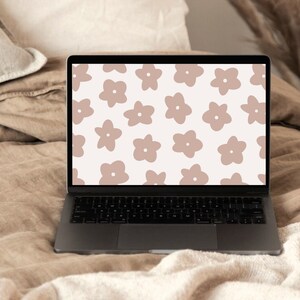 Neutral Desktop Wallpaper Floral Abstract Minimalist Boho Aesthetic ...