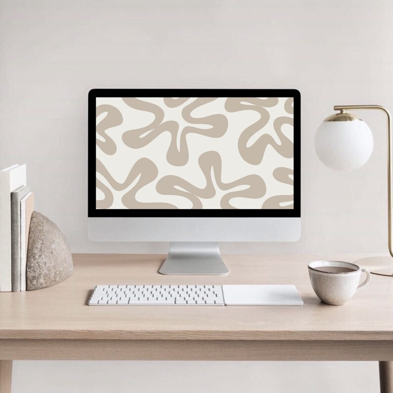 Neutral Desktop Wallpaper Abstract Minimalist Boho Aesthetic Laptop ...