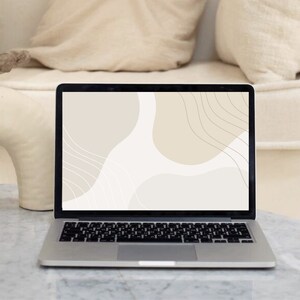 Neutral Desktop Wallpaper Abstract Minimalist Boho Aesthetic Laptop ...