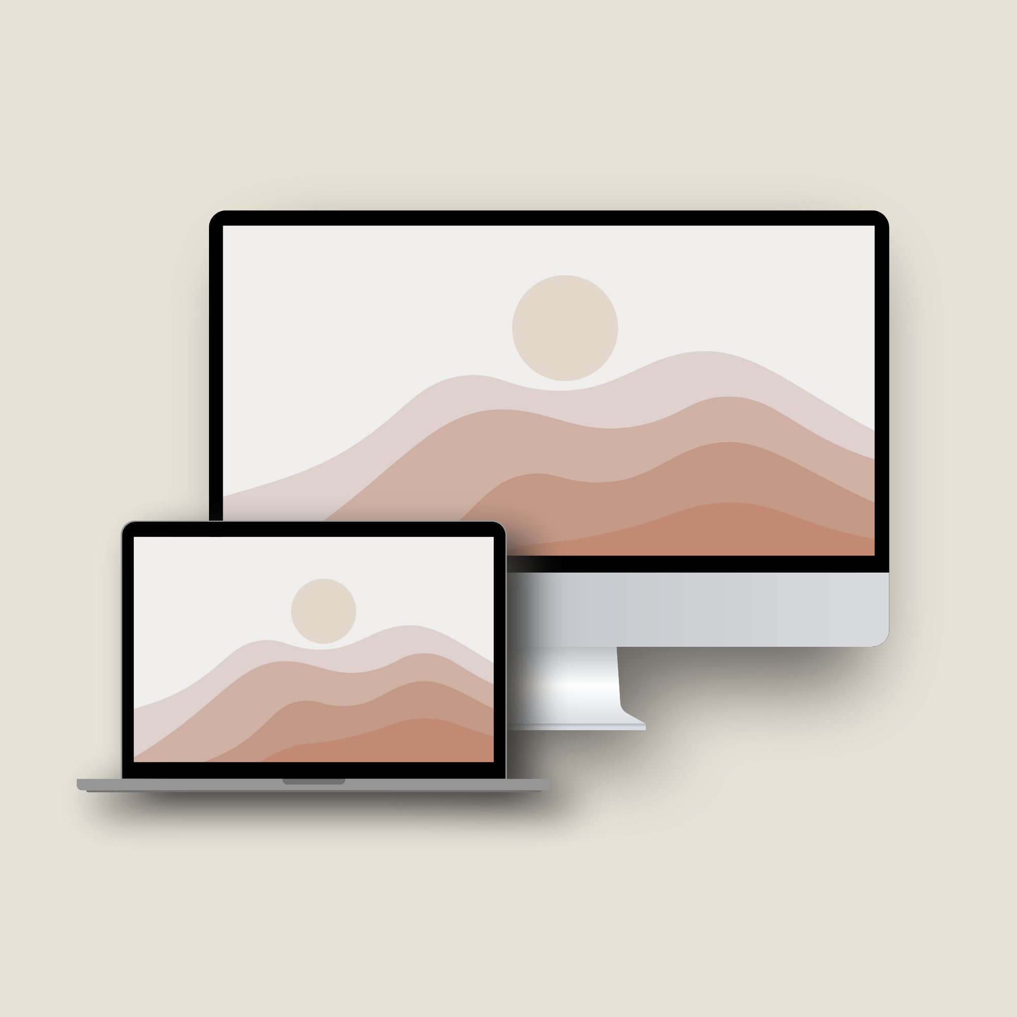 Terracotta Desktop Wallpaper Neutral Abstract Minimalist Boho Aesthetic ...