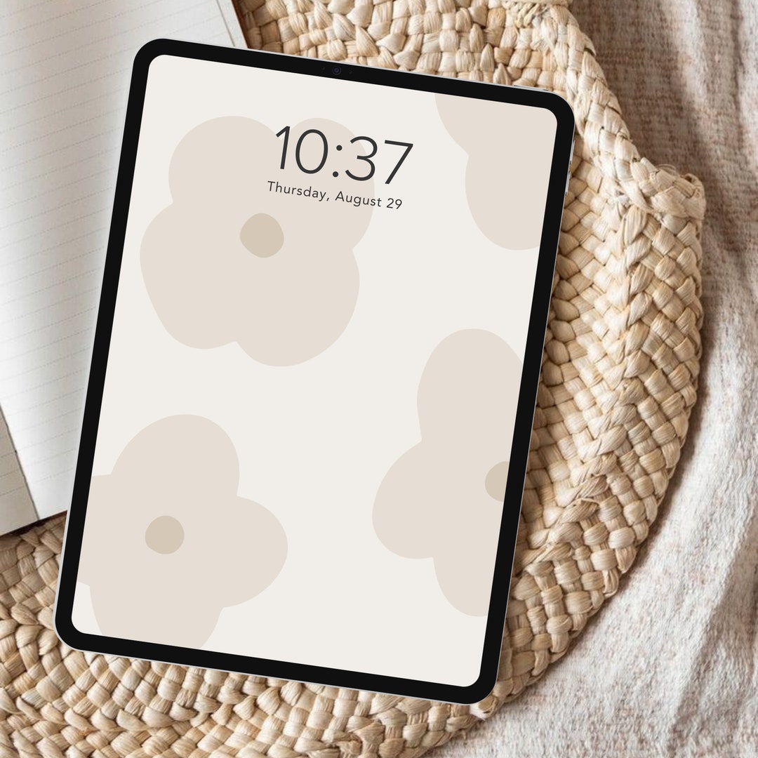 Boho Floral Neutral Aesthetic iPad Tablet Wallpaper Home Screen ...