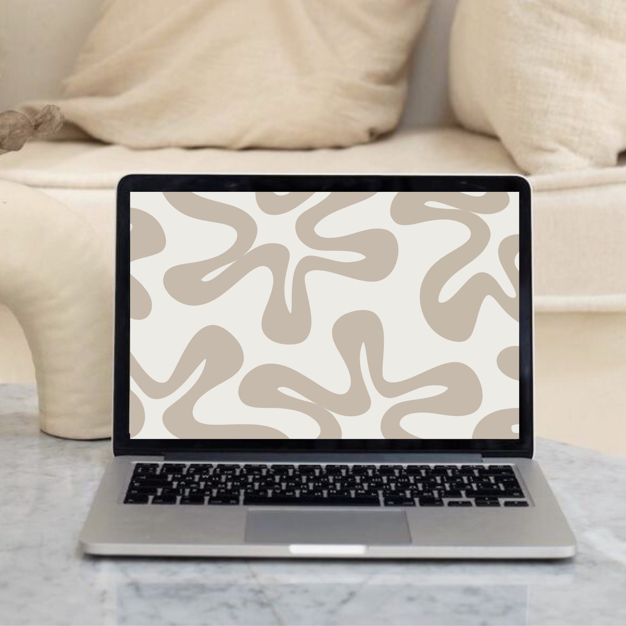 Neutral Desktop Wallpaper Abstract Minimalist Boho Aesthetic Laptop ...