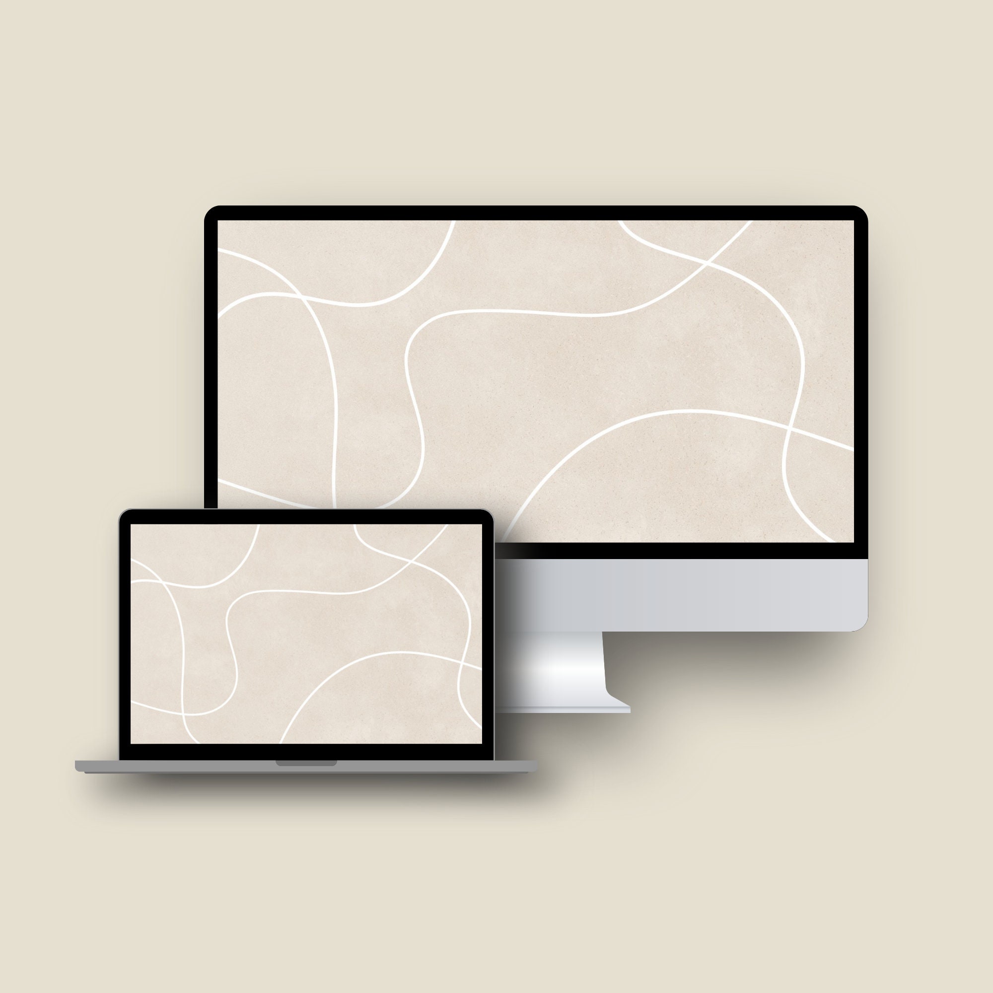 Neutral Desktop Wallpaper Abstract Minimalist Boho Aesthetic Laptop ...