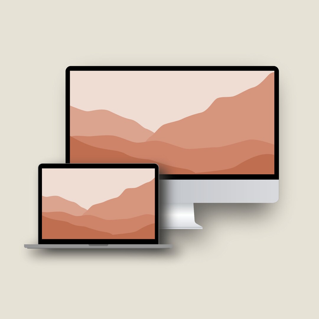 Terracotta Desktop Wallpaper Neutral Abstract Minimalist Boho Aesthetic ...