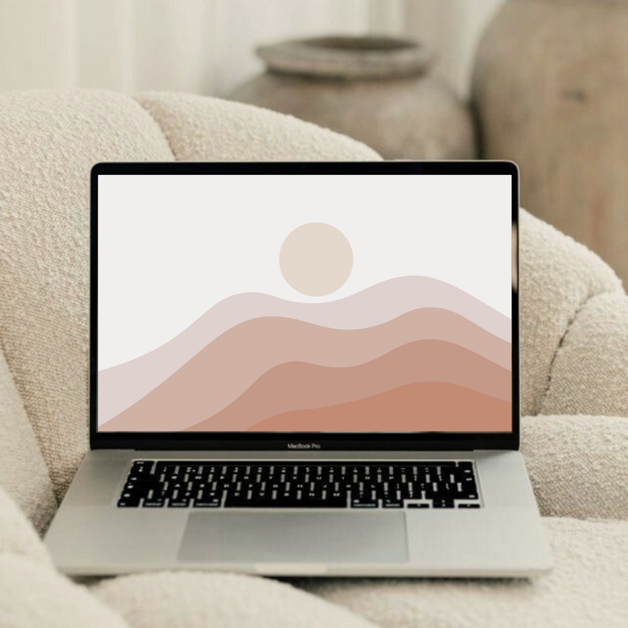 Terracotta Desktop Wallpaper Neutral Abstract Minimalist Boho Aesthetic ...