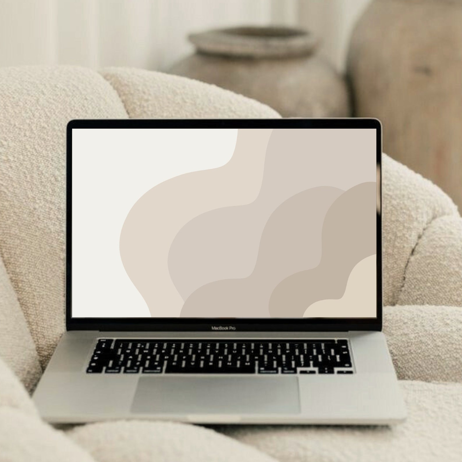 Neutral Desktop Wallpaper Abstract Minimalist Boho Aesthetic Laptop ...