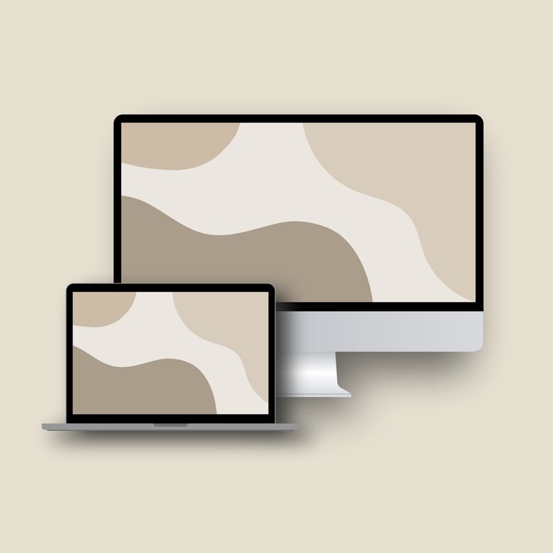 Neutral Desktop Wallpaper Abstract Minimalist Boho Aesthetic Laptop ...