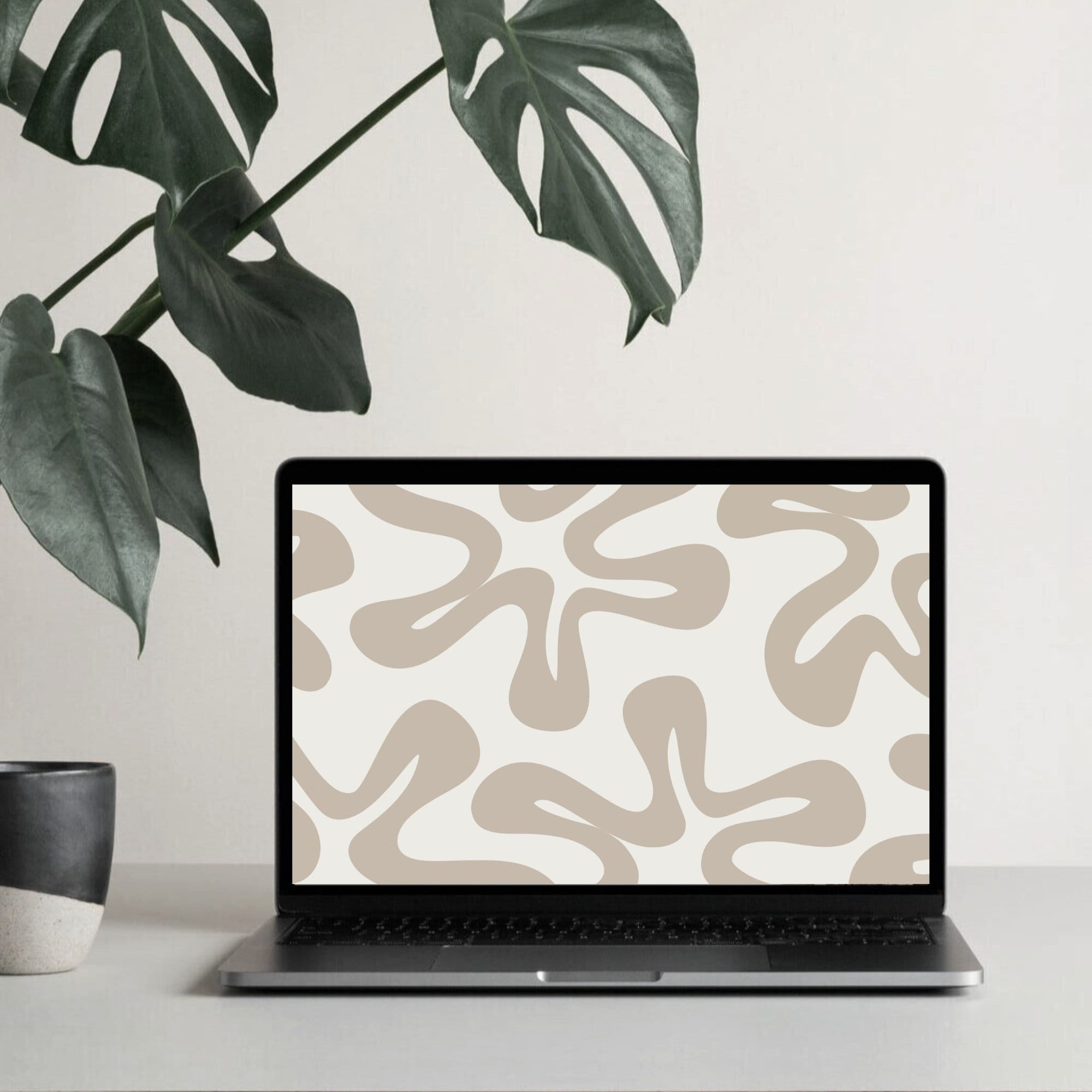 Neutral Desktop Wallpaper Abstract Minimalist Boho Aesthetic Laptop ...