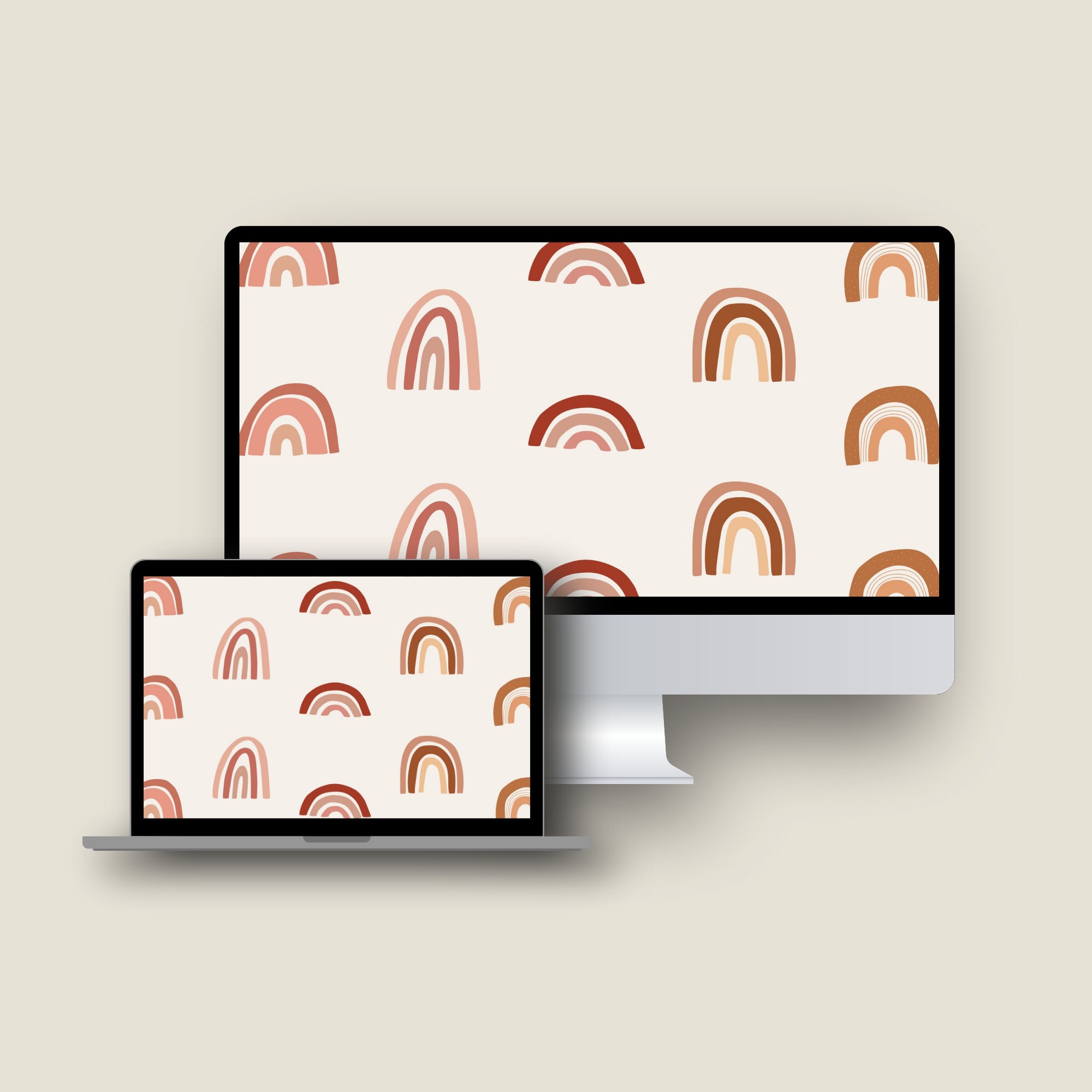 Terracotta Desktop Wallpaper Neutral Abstract Minimalist Boho Aesthetic ...