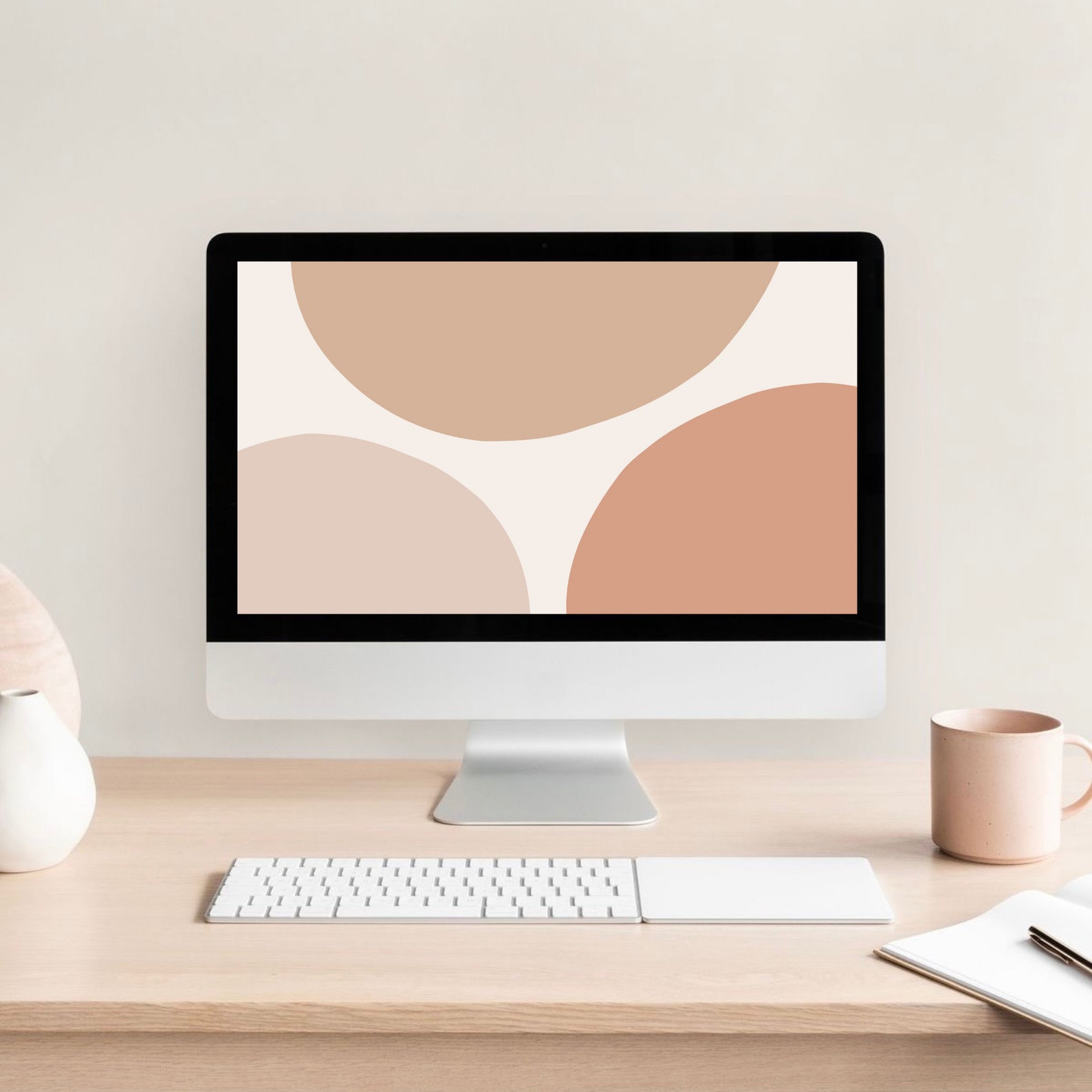 Terracotta Desktop Wallpaper Neutral Abstract Minimalist Boho Aesthetic ...