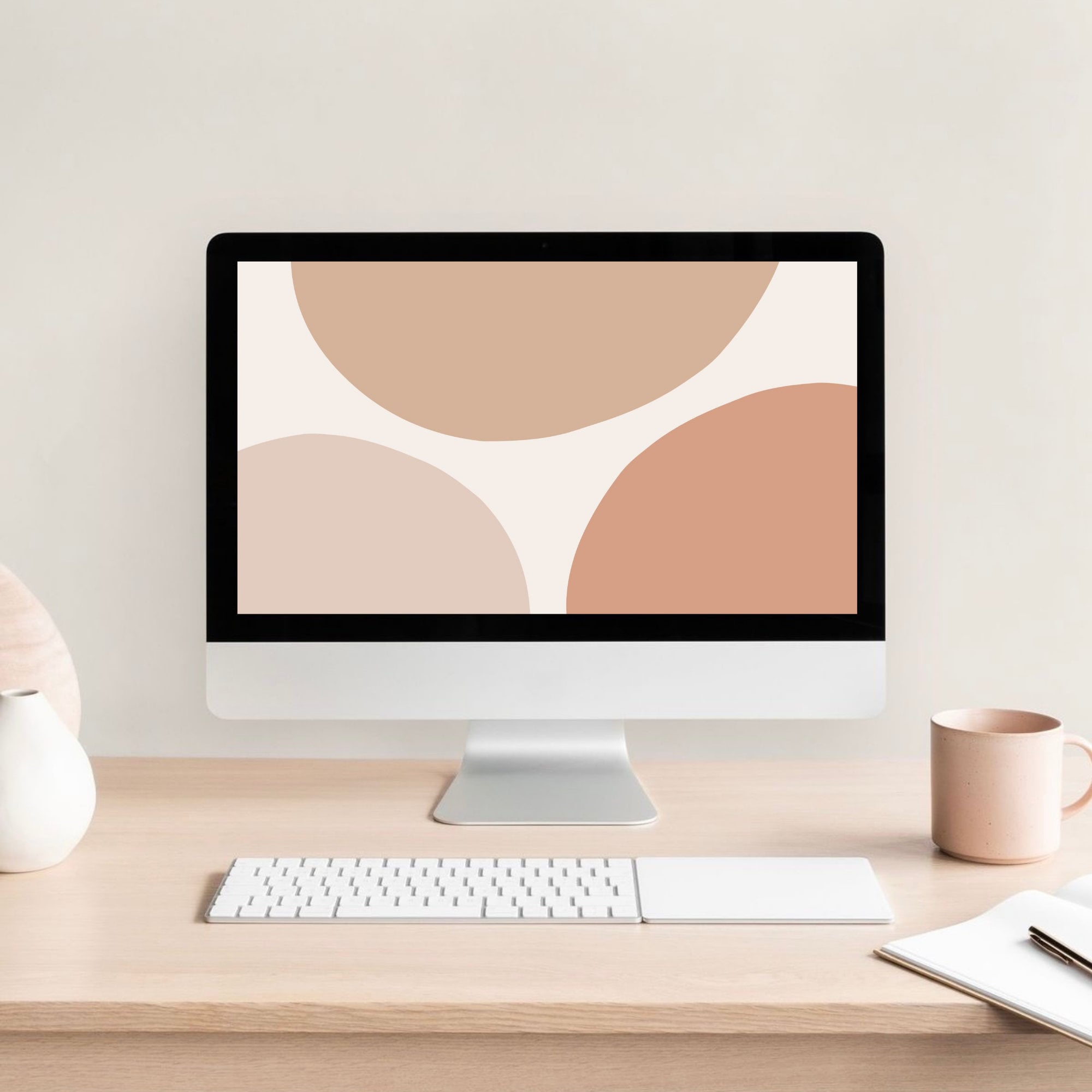 Terracotta Desktop Wallpaper Neutral Abstract Minimalist Boho Aesthetic ...