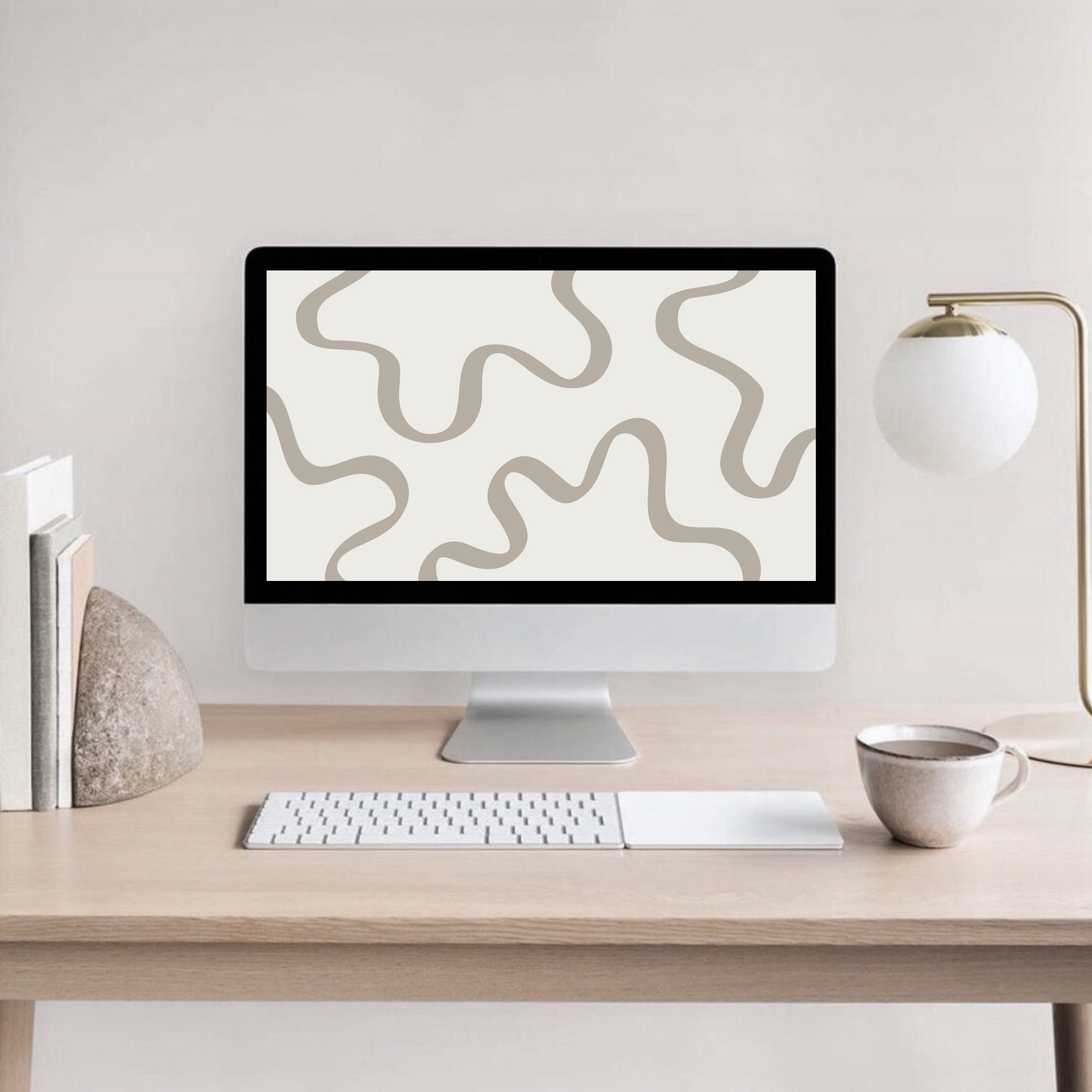 Neutral Desktop Wallpaper Abstract Minimalist Boho Aesthetic Laptop ...
