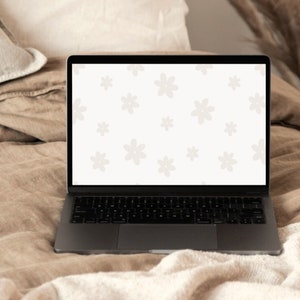 Neutral Desktop Wallpaper Floral Abstract Minimalist Boho Aesthetic ...