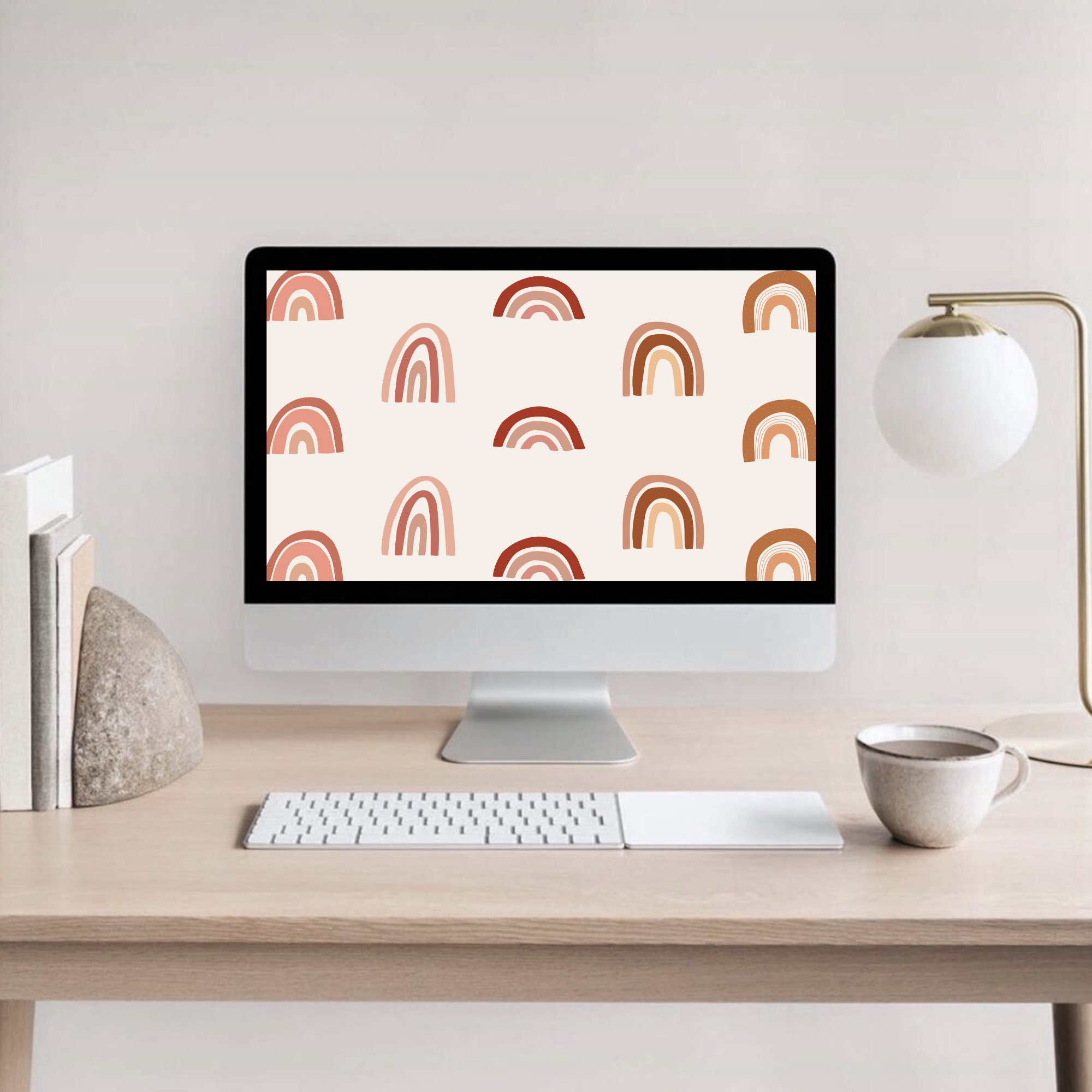 Terracotta Desktop Wallpaper Neutral Abstract Minimalist Boho Aesthetic ...