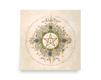 Protective Pentagram Poster With Prayer on Museum Quality Matte Paper ...