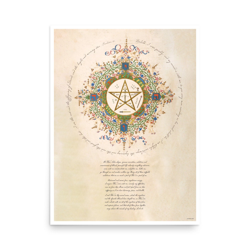 Protective Pentagram Poster With Prayer on Museum Quality Matte Paper ...