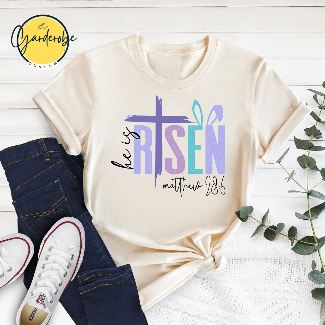 He is Risen Easter T-shirt, Christian Easter T-shirt - Etsy